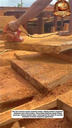 Electric Planing Wooden Planks for Traditional Boat Construction