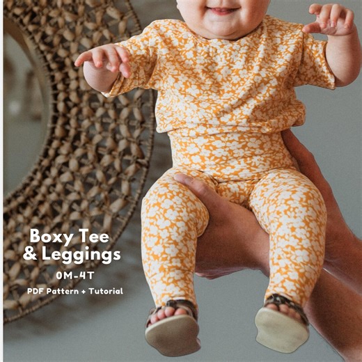 Baby Leggings & Boxy Tee Sewing Pattern, Easy Baby Outfit Pattern, Comfortable Baby Girl Outfit, Baby Girl Outfit Pattern, Baby Legging Pdf - Etsy