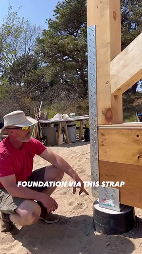 How we attached a timber frame to a pier foundation. • • • • #timberframe #timberframing #housebuilding #homebuilding #shelterinstitute #construction #explore #home #classes #design | Shelter Institute