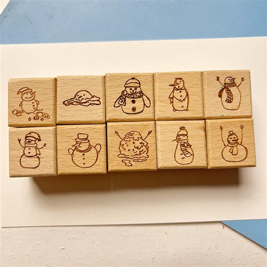Winter Snowman Charm Stamp Set – Whimsical Hand-drawn Wooden Stamps for Journaling & Crafting - Etsy Canada