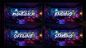 Low-fi Neon Room Stream Overlay | Animated | Overlay, Screen, Panels, Streamcam | 1920x1080px | Streampackage | OBS | Twitch - Etsy
