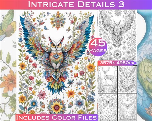 Nature Grayscale Adult Coloring Book: Intricate Wildlife Scenes (digital Download) - Etsy