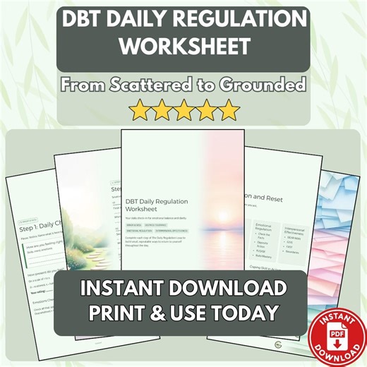 DBT Daily Regulation Worksheet PDF | Emotional Balance Check-in | Printable Mental Health Planner - Etsy Canada
