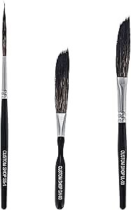Custom Shop Starter Pinstriping Brush Kit (Sword #00, Scroll #1 & Long Liner - #00) One of Each All 3 Brush Styles - High Performance Striping Brushes