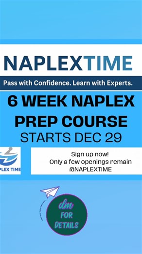 NAPLEX Time on Instagram: "📣 NAPLEXTIME Small Group Prep — Starts Dec 29th! Ready to pass the NAPLEX with confidence? Join our small group sessions — personalized support, focused strategies, and proven success. 💪💊 🗓 Choose your schedule: ✨ Mon • Wed • Fri — 11am–1pm EST ✨ Tue • Wed • Fri — 6–8pm EST 🎓 Perfect for students ready to level up their score — 🎁 Parents & family: This is a meaningful year-end gift for your future PharmD! 👉 Limited seats — register now! 🔗 [DM for info / link in