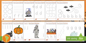 Halloween Pencil Control Worksheets