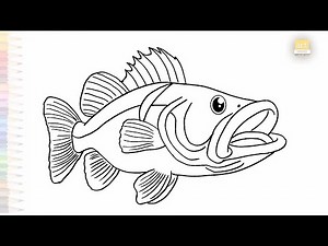 Bass fish drawing easy | Fish outline sketches | How to draw Bass fish step by step | #artjanag