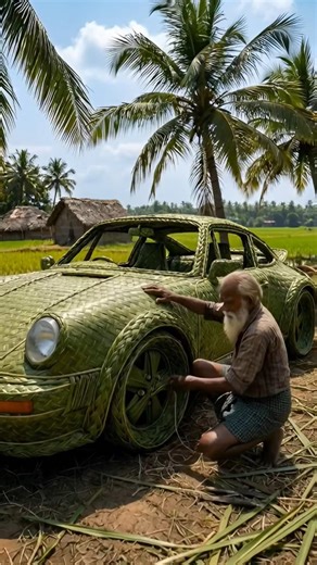 Porsche || Amazing home made coconut leaf craft #coconutleaf #ytshorts #handcrafted