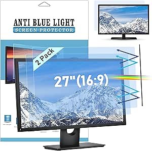 LAMA 2 PACK 27 Inch Universal Blue Light Blocking Screen Protector for 27" 16:9 Diagonal Desktop Monitor,Anti Blue Light,Anti Glare,Anti-UV,Blue Light Filter For Reduce Eye Strain(W*H:23.54"x13.26")