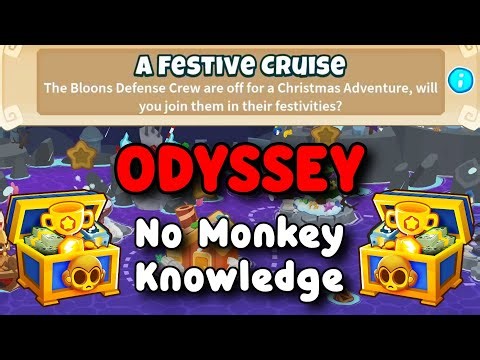 BTD6 Odyssey | No Monkey Knowledge Guide | Hard Mode Tutorial | A Festive Cruise