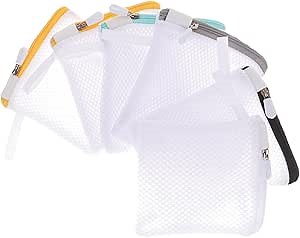 6pcs Laundry Bags Zipper Wash Bags Mini Mesh Washing Net Foldable Washing Machine Soap Pouch Saver Laundry Pouch for Underwear Panties Small Accessories