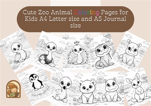 Zoo Animals Coloring Book | Toddler and Preschool (PDF Download, US Letter and A5 Sizes ) - Etsy UK