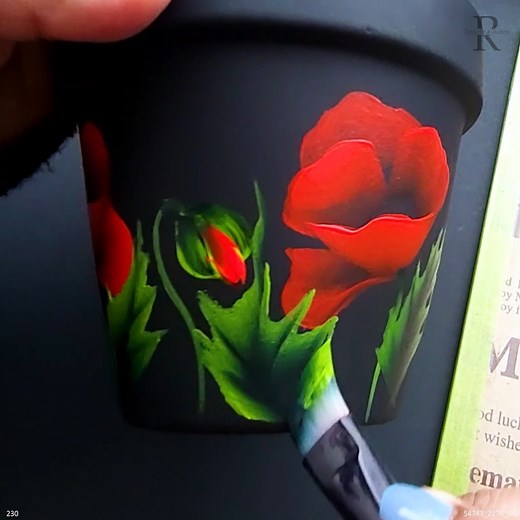 21K views · 185 reactions | Painting Pretty Poppies On a Pot #howtopaint #PotPainting #flowerpower #flowerpot | Colors N Shades-The magical Rendering | Facebook