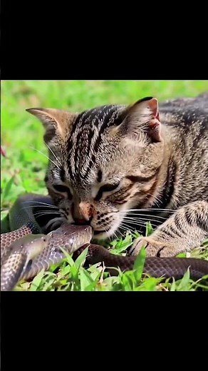 Unbelievable Encounter: Fearless Cat Bites Cobra Surrounded by Hissing Snakes