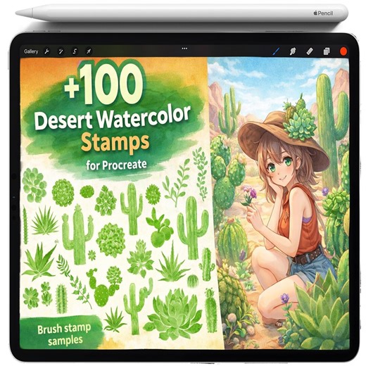 Procreate Cactus Stamp Brushes, Procreate Plant Stamps, Procreate Succulents Stamps, Desert Cactus Stamps, Landscape Stamps, Botanical Stamp - Etsy