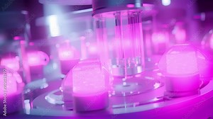 Closeup of a cancer treatment machine emitting focused beams of gamma rays, demonstrating the use of this powerful energy to target and destroy cancerous cells.