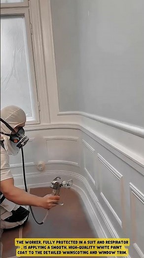 Spray painting wall panels using a paint sprayer - Good Tools and Machinery in Daily Work