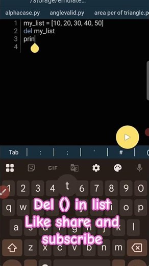 Del() in a list with program #pythonforbeginners #learnpythoninhindi #listinpython #computerscience