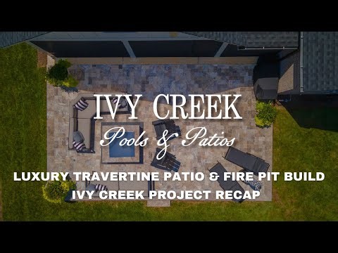 Custom Silver Travertine Patio + In-Ground Fire Pit Build | Ivy Creek Pools & Patios Project Recap