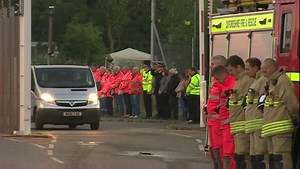 A guard of honour has been held at Didcot power station as the last of four men who died when it collapsed was taken away from the site. It's taken more than six months to locate John Shaw in the wreckage. He and three colleagues were killed when the boiler house came down as they were preparing it for demolition. | BBC Hampshire & Isle of Wight