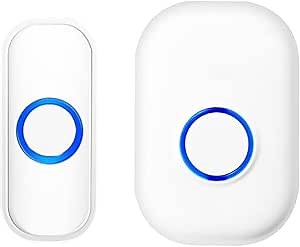 wireless doorbell, LED flash, 32 ringtones and 4 volume levels, running within 1000 feet, suitable for homes, offices, classrooms, shops, warehouses, etc (white)