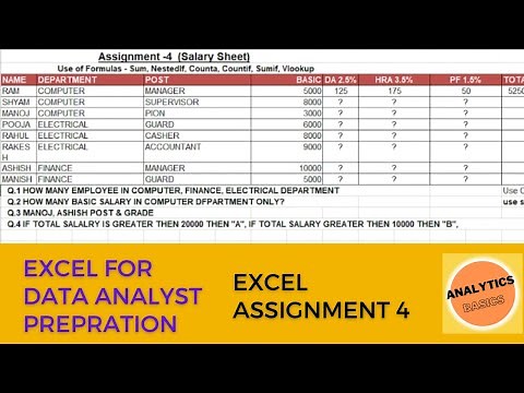 Excel Assignment 4 | EXCEL 50 PRACTICE ASSIGNMENT SERIES | EXCEL BASICS FOR DATA ANALYSIS | #excel