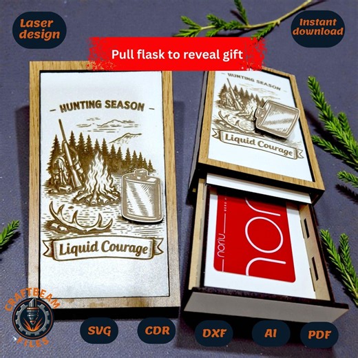 Laser File Pull Flask Gift Box,hunting Season Money Gift Box, Pull to Reveal Gift, Funny Hunting Gift - Etsy