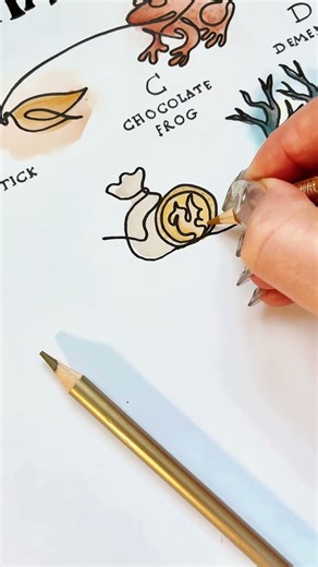 Day 7 of The One Line Wizard’s Alphabet - G for Galleon. Hogwarts for H tomorrow! #harrypotterart