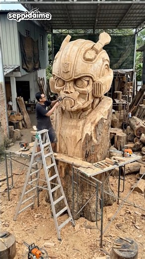 Bumblebee Made From a Giant Tree Trunk #shorts