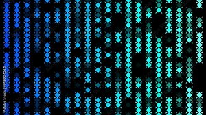 Abstract loopable sparkling flashes with falling dots squares on a neon blue background. Shiny blue illumination 4k vertical background with flashing dots at 60fps