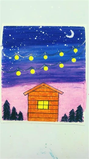 I Could Be Red, I Could Be Yellow 🎶 | Cozy Night Art That Feels Peaceful 🌙✨ #shorts #relaxingart