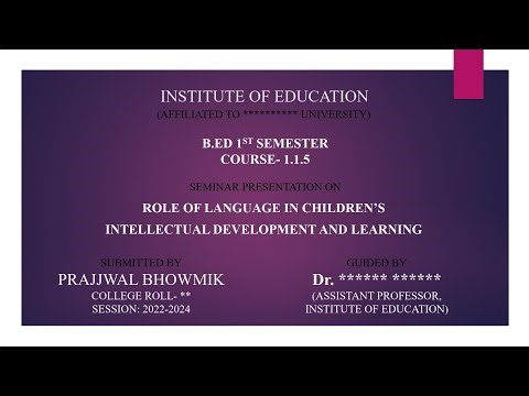B.Ed 1st Sem PPT Presentation | Role of Language in Children's Intellectual Development and Learning