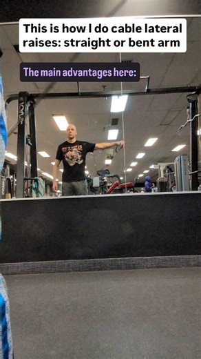 KMaher | Gym | Fitness on Instagram: "This how l do cable lateral raise: with arm straight or bent. The main advantages here: 1. When you let your arm go across your body, it maximizes the range of movement 2. The tension is not zero when your side delt is fully stretched Compared to using a dumbbell. #gym #fitness #shoulderworkout #cablelateralraise Song: Miracle Calvin Harris"