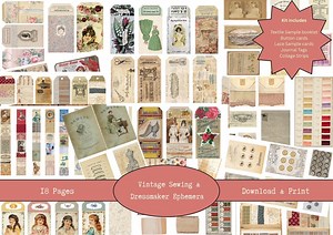 Vintage Sewing Dressmaking Ephemera Digital Kit | Junk Journal Embellishments | Printable Sewing Journal | Scrapbook Digitals | Haberdashery - Etsy
