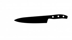 Animated Silhouette Kitchen Chef Knife Slicing Motion Transparent Background Looping