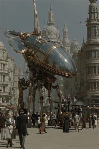 Giant Steampunk Spider Machine Walks Through a 19th Century City!