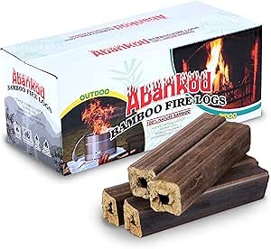 Fire Logs Fireplace Logs - Compressed Natural Bamboo Logs Fires tarter Bamboo Fire Log for Campfire, Fireplace, Wood Stove, Fire Pit, Indoor & Outdoor Pack of 4/2-Hour Burn