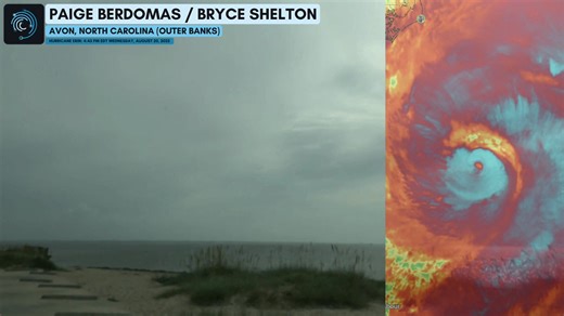 Outer bands of Hurricane Erin are approaching the North Carolina Outer Banks this afternoon. Storm chasers Paige Berdomas and Bryce Shelton are tracking Erin LIVE with Cycloneport as conditions deteriorate in the Outer Banks! #NCwx | RadarOmega