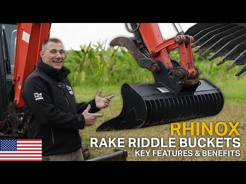 MINI EXCAVATOR RAKE RIDDLE BUCKETS - The BEST 2-in-1 attachment | Rhinox Group US