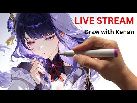 3.16.26 Monday Evening Draw with Kenan | Raiden Shogun (Marker on Paper)