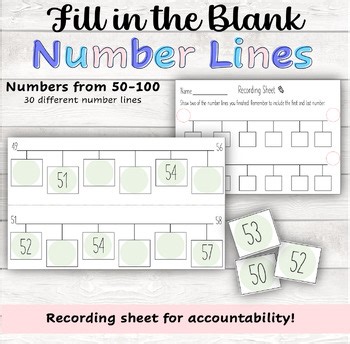 Number Line Counting - Fill in the Blank 50-100