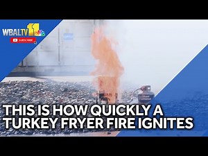 Firefighters show how quickly turkey fryer fires ignite