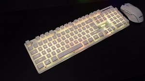 RedThunder K10 Wireless Gaming Keyboard and Mouse Combo, RGB Backlit Rechargeable 3800mAh Battery, Mechanical Feel Anti-ghosting Keyboard + 7D 3200DPI Mice for PC Gamer(White Pudding)