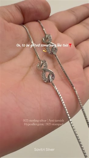 Savitri Silver | Affordable 925 Sterling Silver Jewelry on Instagram: "You would not want to take these off😍 Introducing our 925 sterling silver infinity anklets✨ Handcrafted in 925 silver with stamp. DM or WhatsApp us on 9205243884 to order. We ship all over India. #silveranklets Silver anklets, infinity anklets, 925 sterling silver anklets, infinity jewelry, silver jewelry for women, karwa chauth jewelry, festive anklets, gift ideas, silver gifting, anniversary gift ideas"
