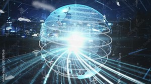 Smart transportation in tacit futuristic city with online traffic control system . Concept of smart digital transformation and technology disruption that changes global trends in new information era .