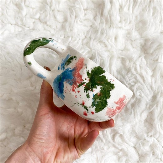 Handmade Abstract Splatter Ceramic Mug, Colorful Coffee Cup, Funky Hand Painted, Aesthetic Ceramic Mug, Unique Gift, 8.45 Fl Oz - 250ml - Etsy