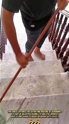Marble stairs scrubbing process for spotless routine maintenance #satisfying #shorts