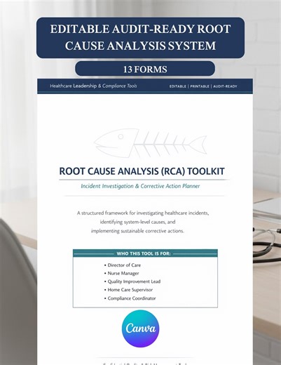 Root Cause Analysis Template for Healthcare | RCA Investigation Toolkit | Incident Management & Corrective Action Plan | Canva Editable - Etsy
