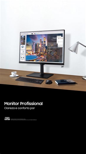 O Monitor Profissional Samsung entrega clareza e conforto com ajuste ergonômico, rotação de tela e taxa de 100Hz para um dia mais produtivo e leve. | Samsung