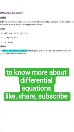 Differential Equation:- Definition and order